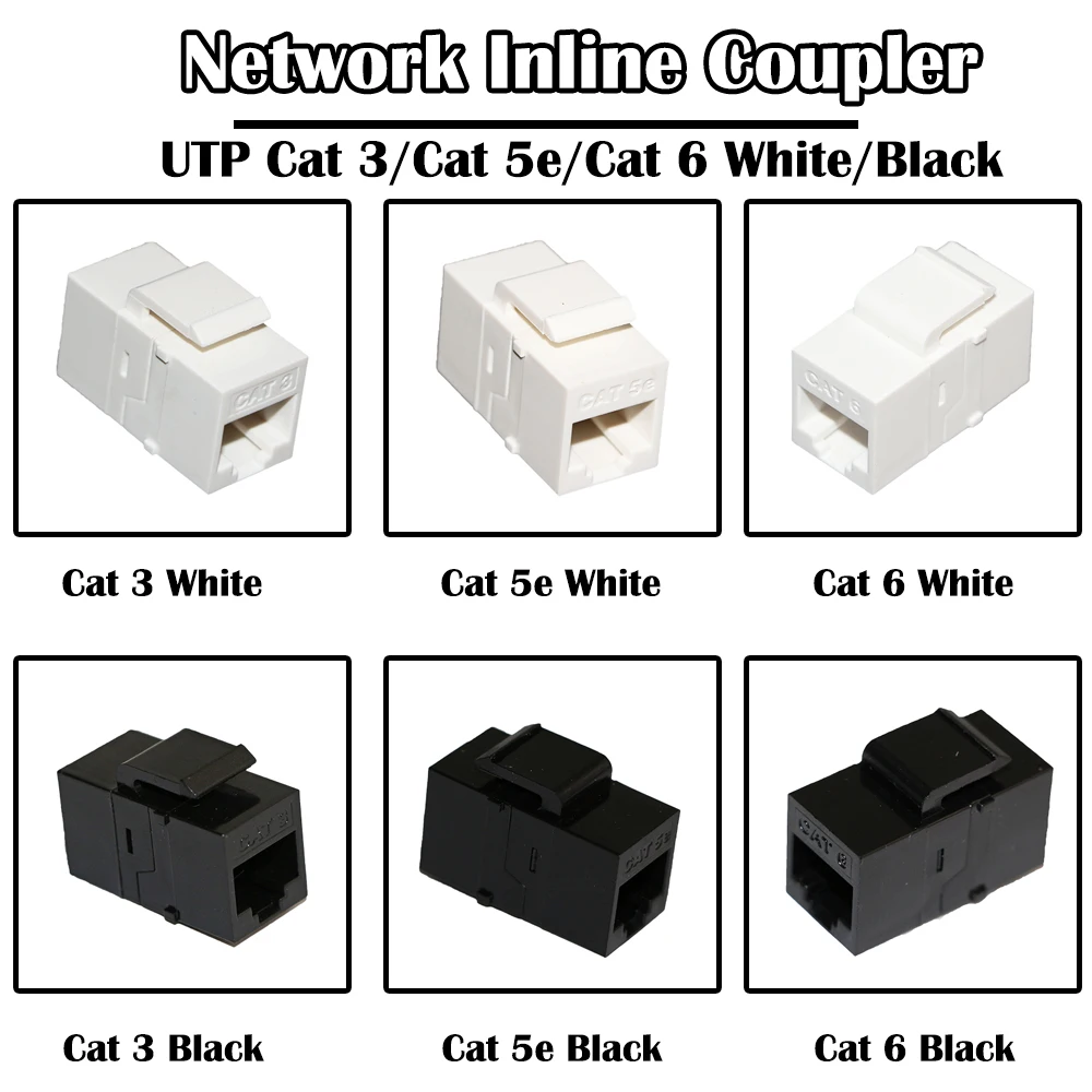 1/2/5 peças/lote utp cat 3/gato 5e/gato 6 branco/colorido, acoplador de ...