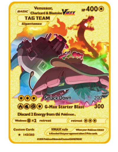 English Gold Cards Metal Card Vmax V Max Pikachu Charizard Rainbow ...