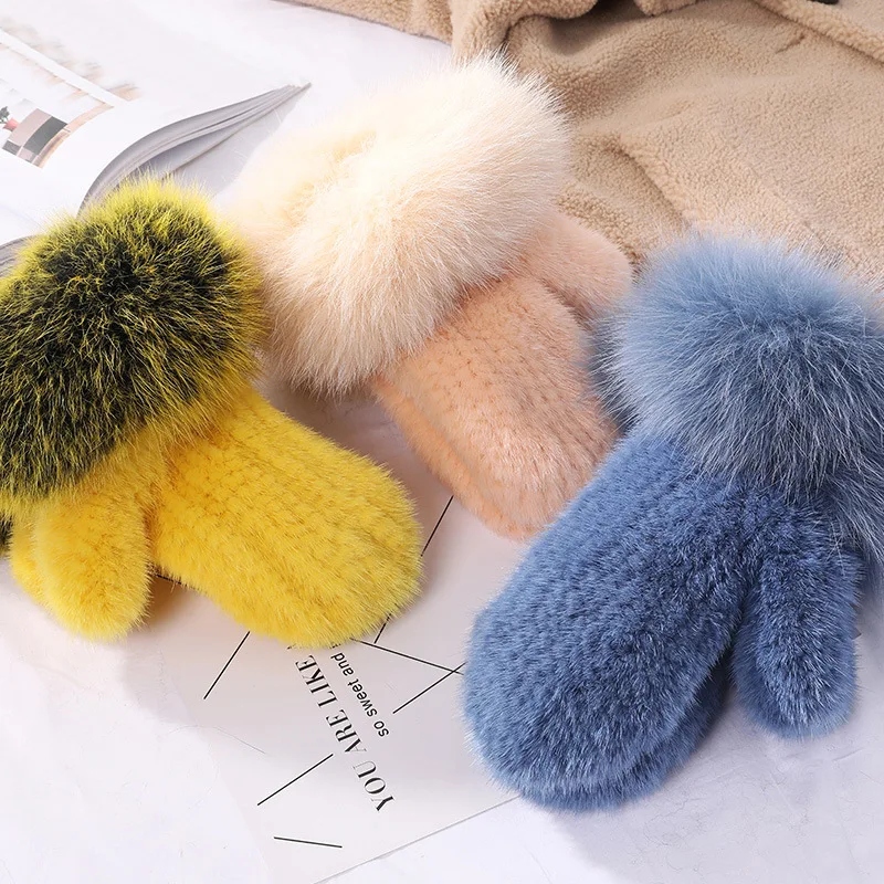 ZDFURS * Brand fashion Winter women gloves genuine 100% real mink fur ...