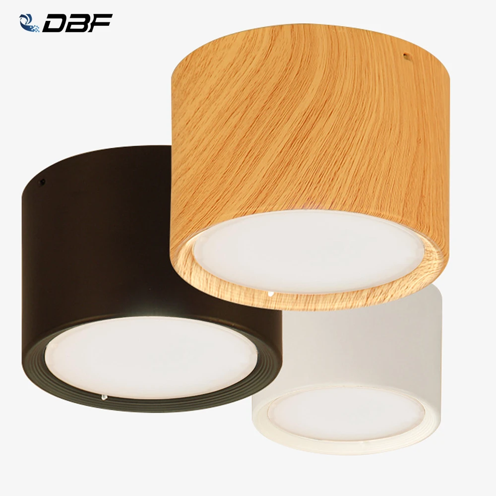 [dbf]high Bright Ceiling Spot Lights 5w 12w Nordic Wood Surface Mounted ...