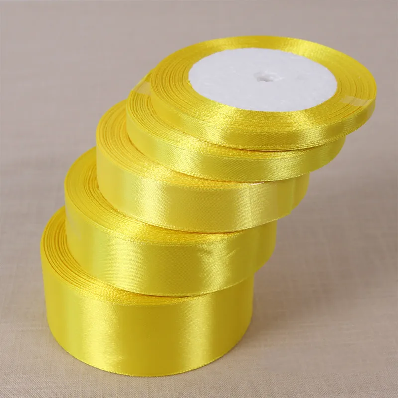 6mm 10mm 15mm 20mm 25mm 40mm 50mm Yellow Silk Satin Ribbons Christmas ...