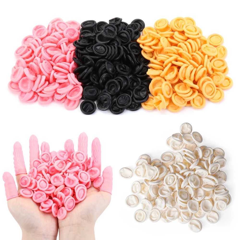 100PCS-Disposable-Finger-Cover-Rubber-Gloves-Non-slip-Anti-static-Latex ...