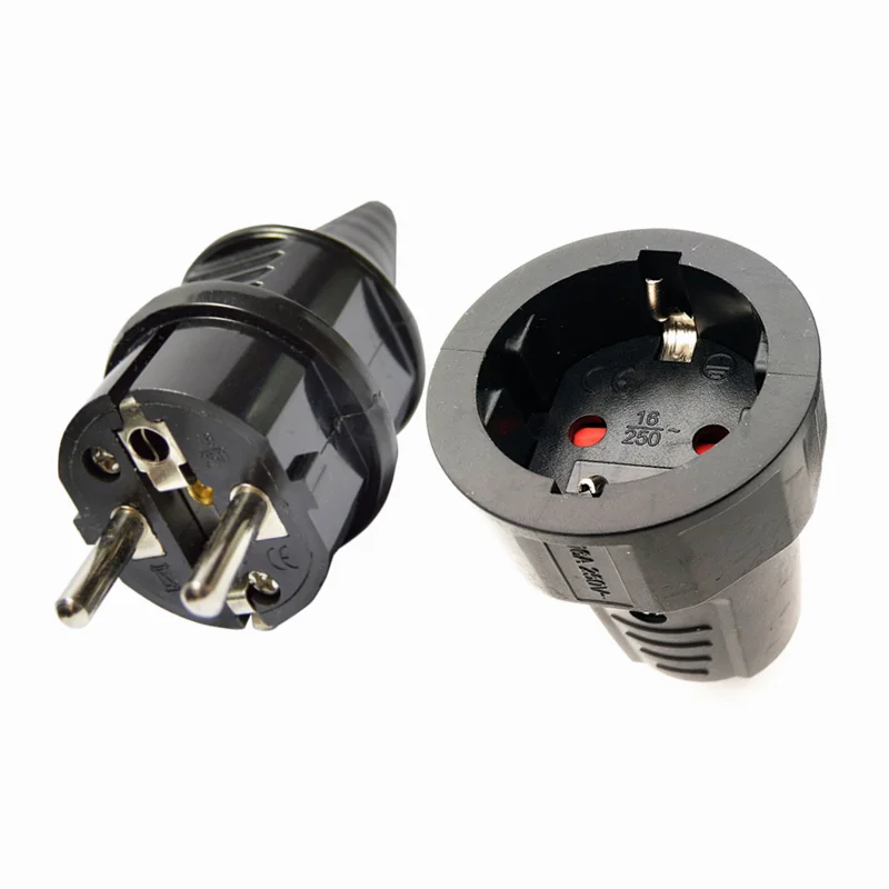 Black EU 16A 250V Korea Russia France Germany Grounded Industry ...