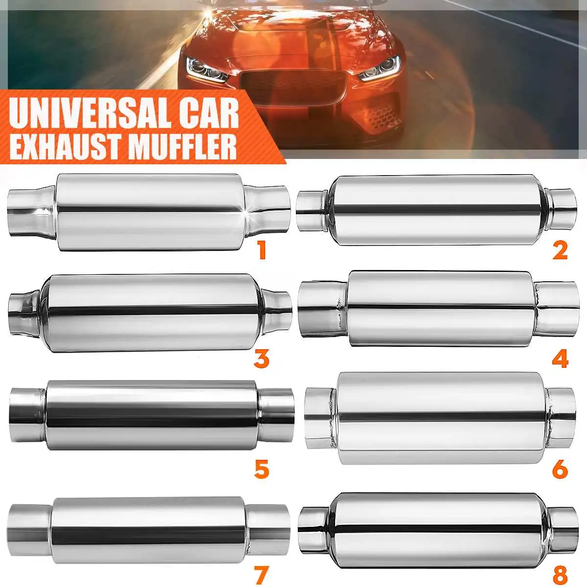 Universal-2-2-25-2-5-3-Auspuff-Schalld-mpfer-Edelstahl-Auto-styling ...