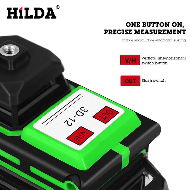 HILDA Laser Level 12 Lines 3D Level Self-Leveling 360 Horizontal And ...
