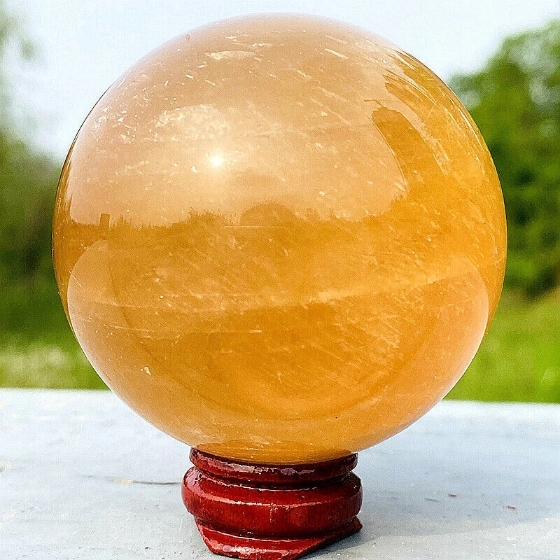 3 10cm Natural Citrine Calcite Quartz Crystal Sphere Ball Healing ...