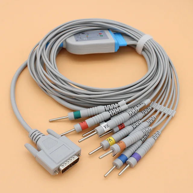 DB15 pines ECG EKG 10 cables y electrodo cable de plomo para Edan SE-1 ...