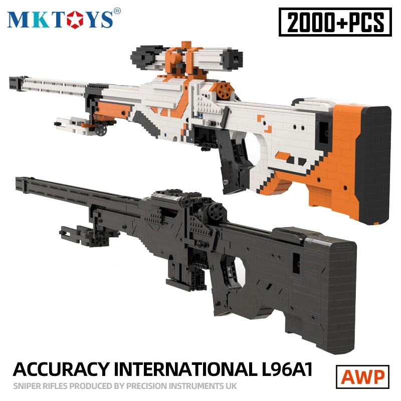 MOC Bricks AWP Sniper Rifle Building Blocks Burst Shell Ejecting Gun ...