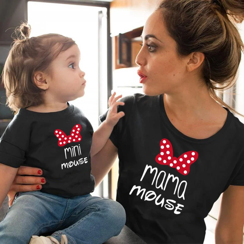 MAMA and mini Family Matching clothes Cotton kawaii bow tshirt mommy ...