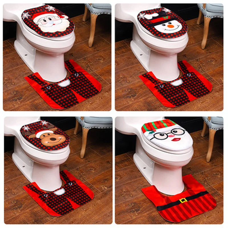 2PCS-Set-Santa-Claus-Toilet-Seat-Cover-Set-Christmas-Decorations-for ...