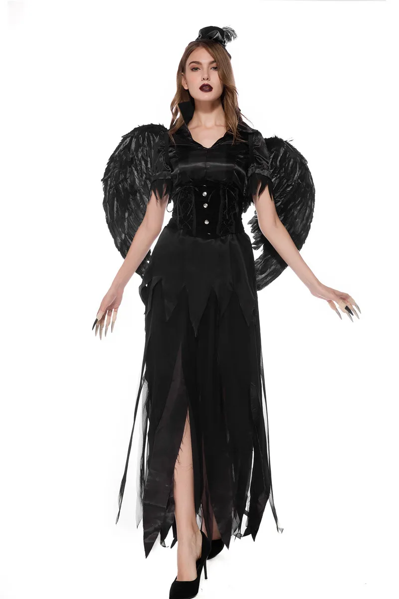 Adult Halloween Sexy Dark Angel Costume Vampire Bride Demons Cosplay ...
