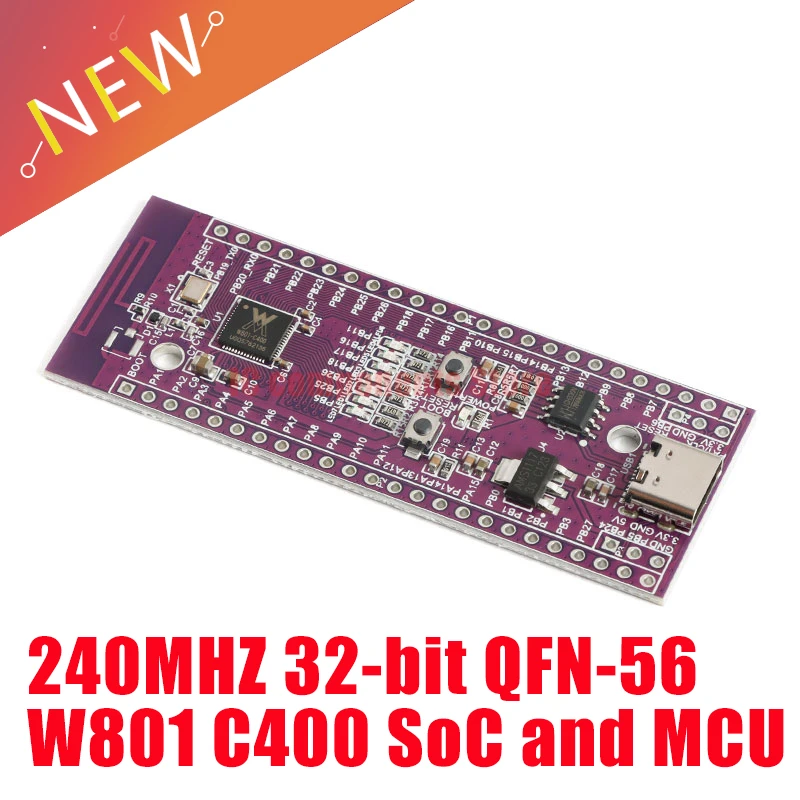 W801 Microcontroller 240mhz 32bit Wifi Bluetooth Dual-mode Development Board Qfn-56 C400 Soc Mcu ...