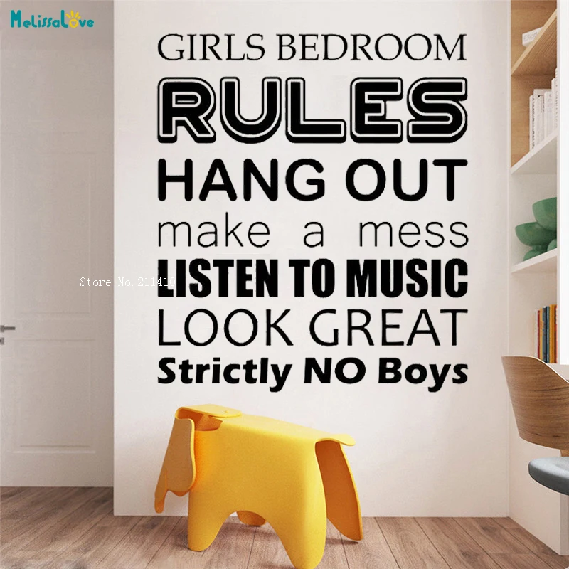 Girls Bedroom Rules Decals Wall Sticker Playroom Door Sign Poster ...