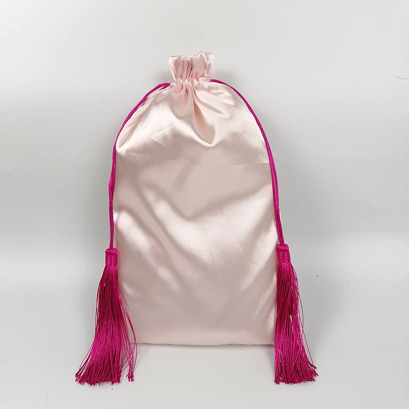 Custom Logo silk satin Drawstring Bag Extenssions Cosmetic Tools ...