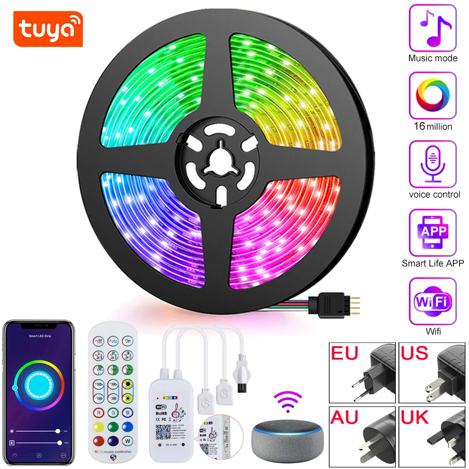 Smart-RGB-Dimmable-LED-Strip-para-decora-o-do-quarto-fita-flex-vel-IR ...