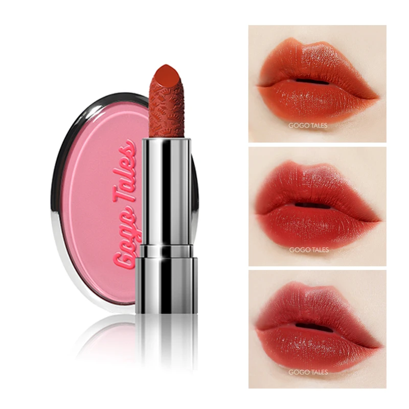 Gogo tales lápiz labial de terciopelo mate con espejo, suave, tallado ...