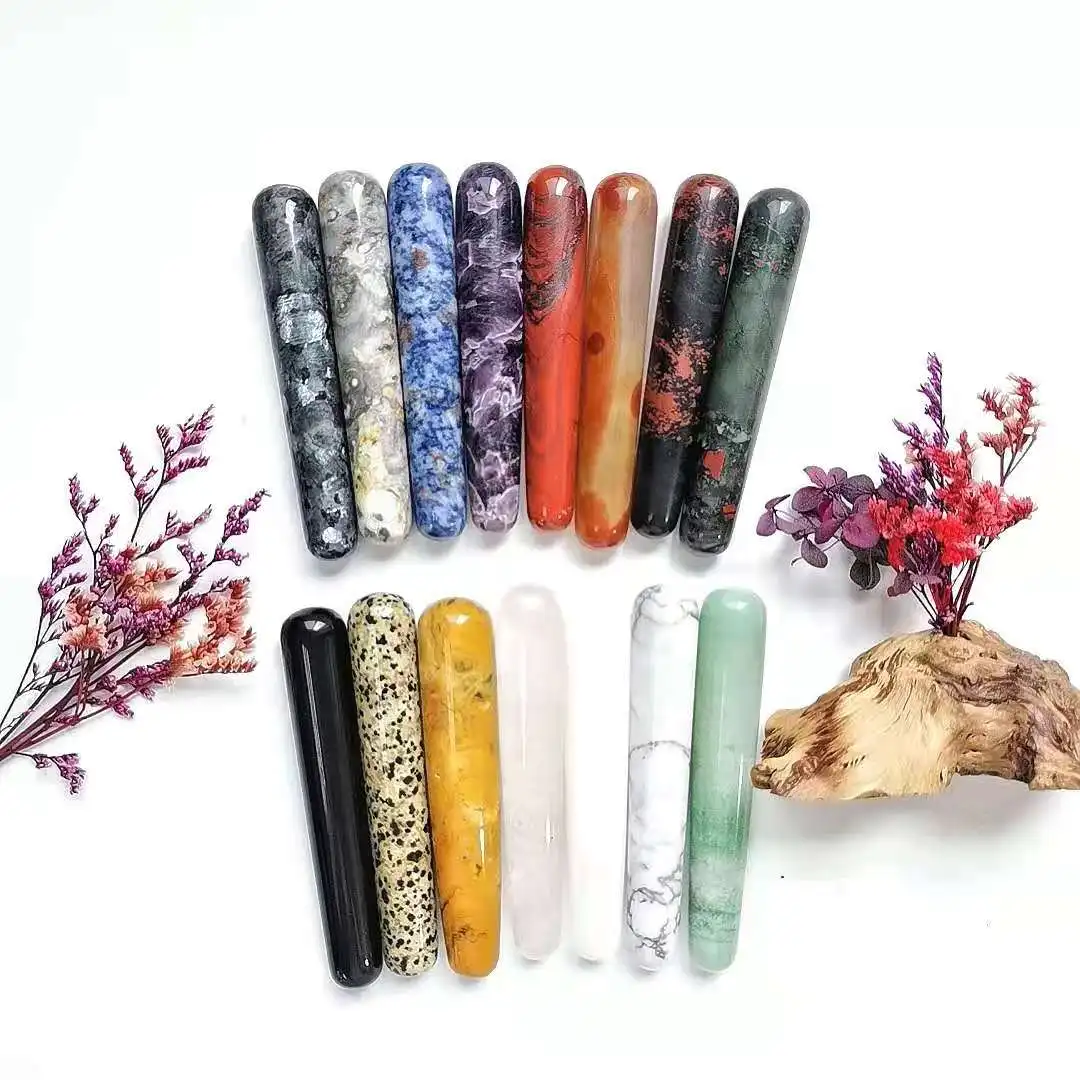1Pcs Natural Crystal Massage Wand Stick Polished Healing Gemstone ...
