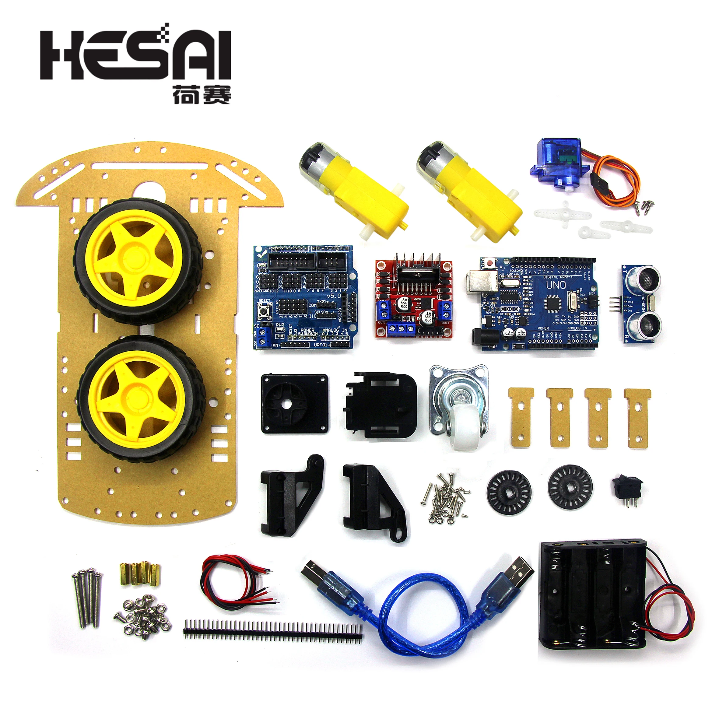 Smart Electronics Motor Smart Robot Car Chassis Kit Speed Encoder Battery Box 2WD Ultrasonic ...