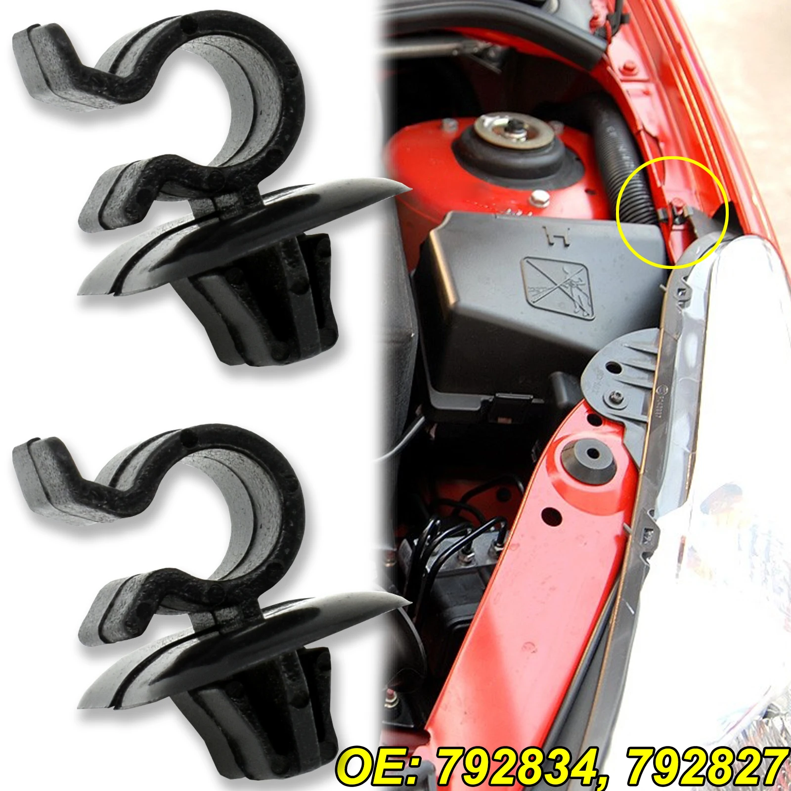 2x Hood Bonnet Rod Support Prop Clip Stay Clamp Holder 792834 For ...