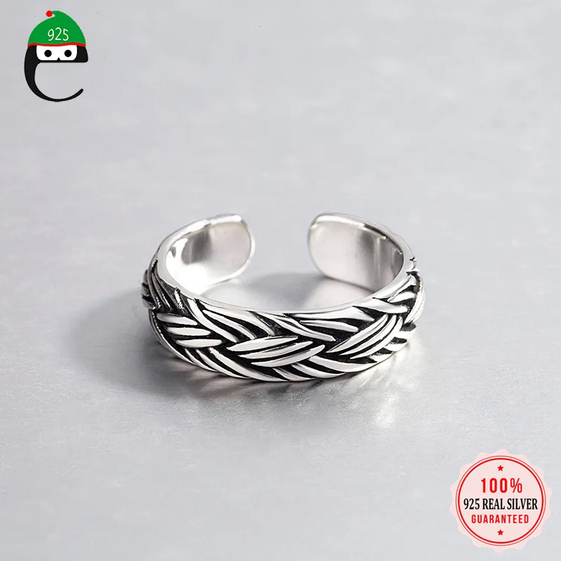 ElfoPlataSi-925-Sterling-Silver-Minimalist-Sweet-Twist-Braid-Open ...