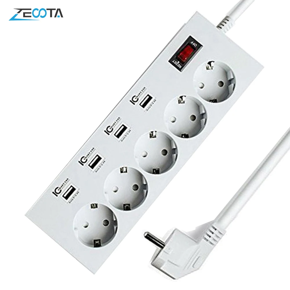 Power Strip 5-way Multiple Sockets Eu Plug Outlets With Usb Switch 5v ...