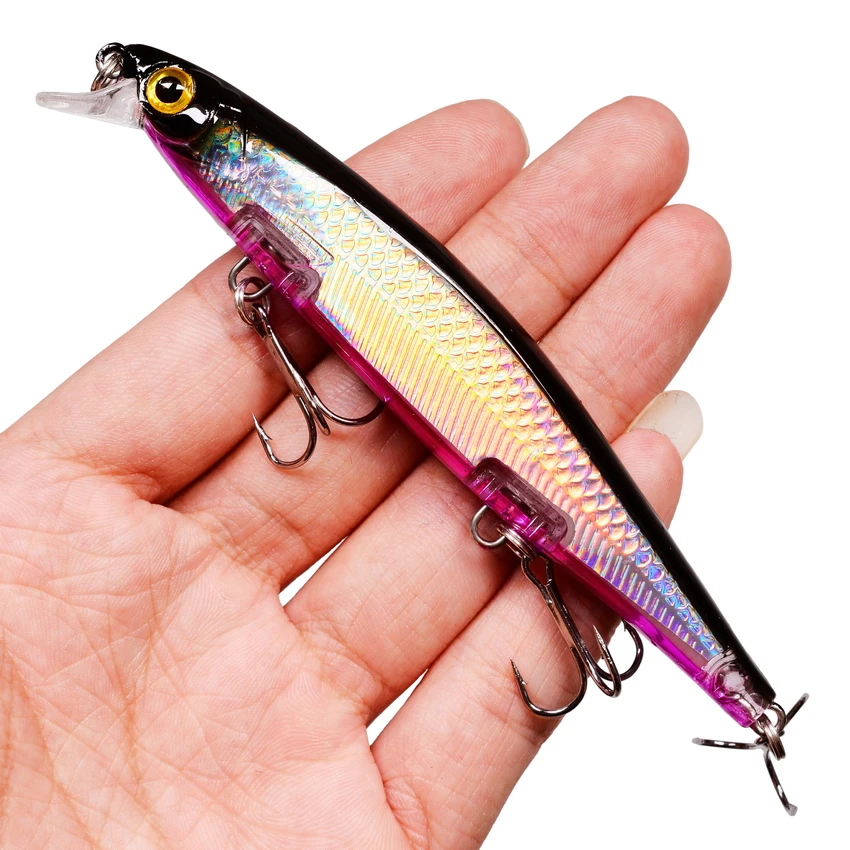 1PCS Laser Wobbler Fishing Lures Minnow Hard Artificial Bait 11CM 12G Crankbait Carp Striped ...