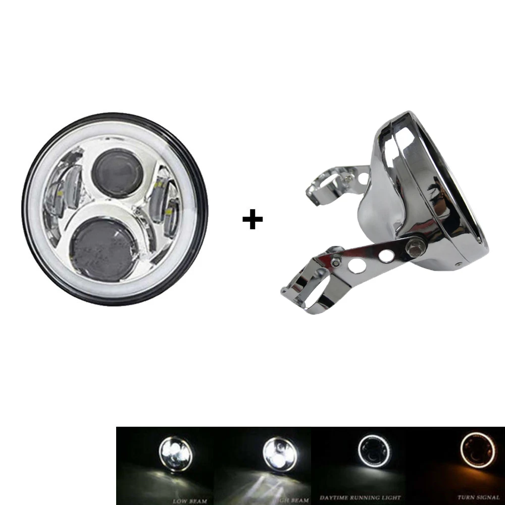 Faro delantero de motocicleta DOT SAE E9 de 7 pulgadas y 60W, faro Led ...