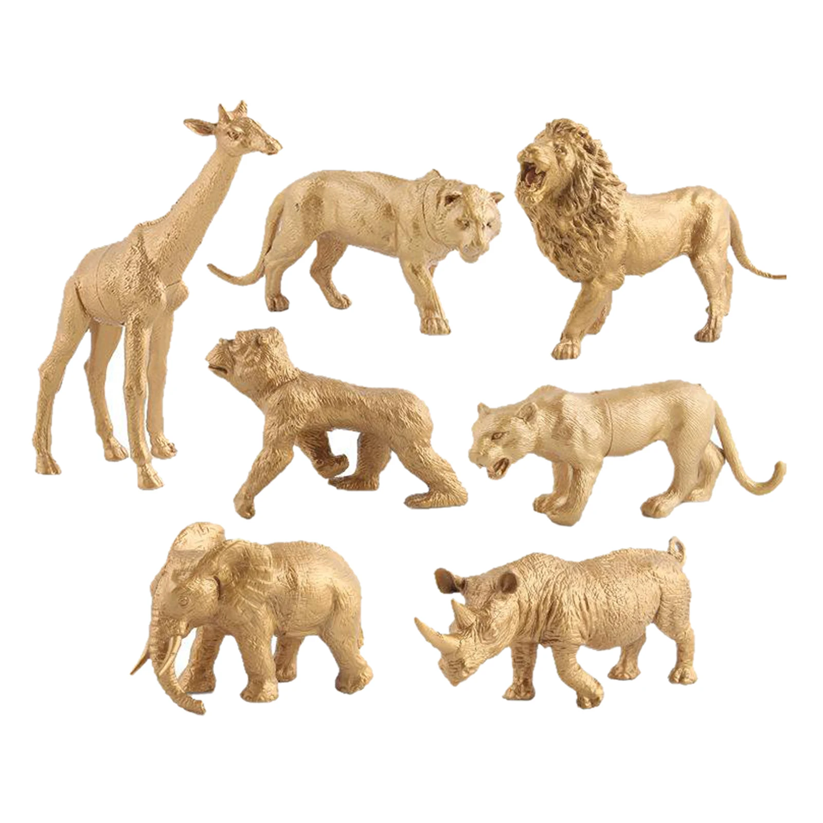 New Wild Animal Figures Simulation Model Figurine Statue Golden ...
