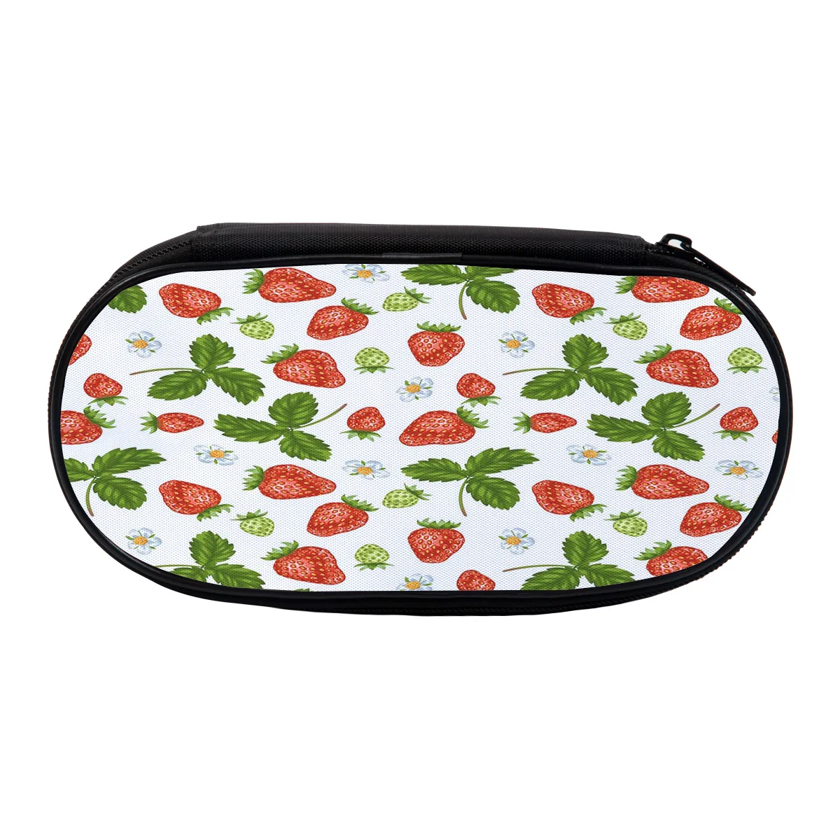 Summer Fruit Strawberry Leaf Repeat Pencil Bag Stationery Storage ...