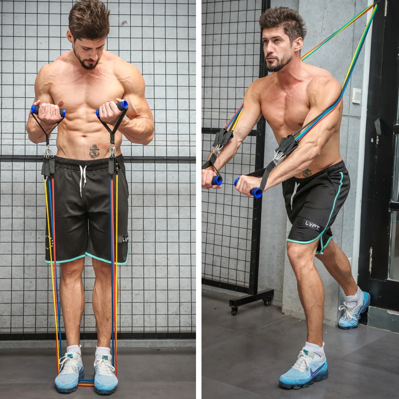 （HOT）11 Pcs Elastic Resistance Bands Sets Workout Rubber Elast Band For ...