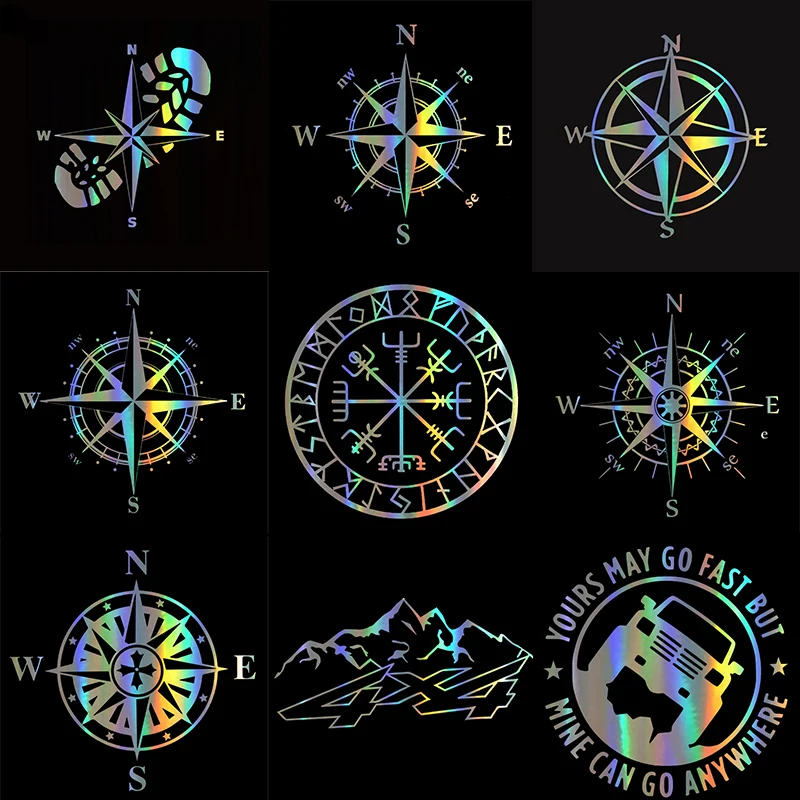 Car Sticker NSWE Compass Decal JDM Funny Sticker Reflective Laser ...