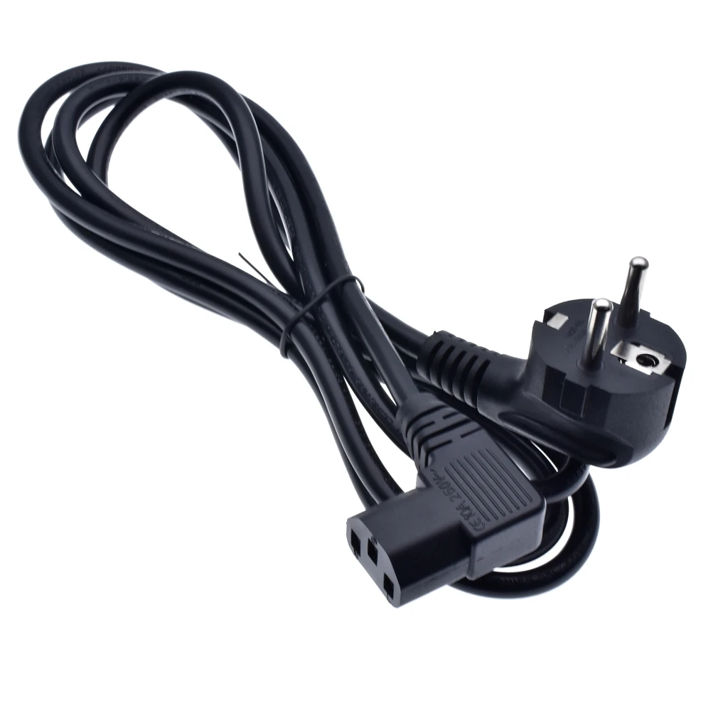 1.8M/6FT C13 IEC Kettle 90 right angle Degree to European 2 pin Round AC EU Plug Power Cable ...