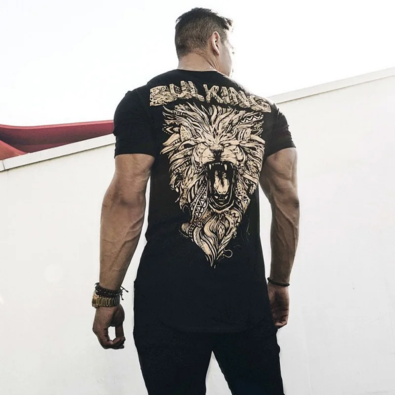 Summer-Men-s-Lion-Printing-Fashion-Sports-Casual-Short-Sleeve-T-shirt ...