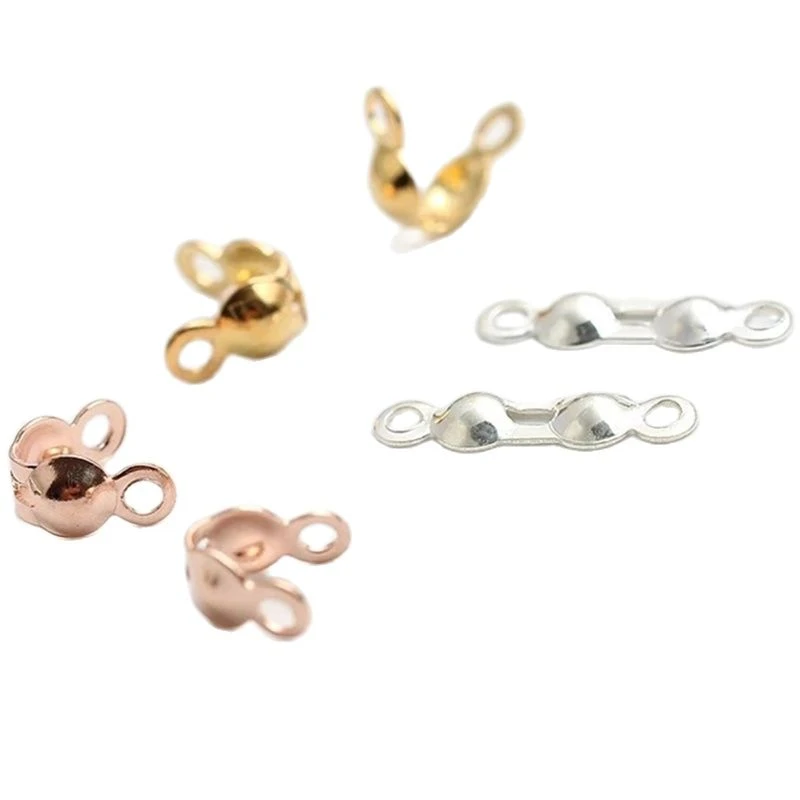 200pcs/lot 7*4mm Gold Ball Chain Connector Clasps Calottes End Crimps ...