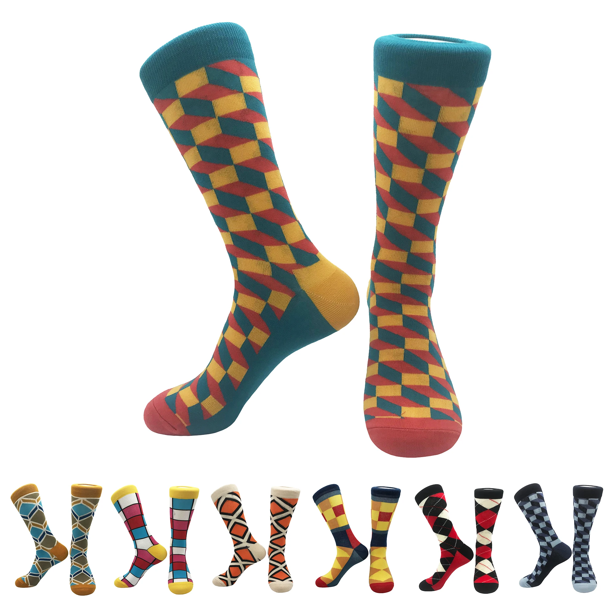 Geometric Pattern Socks Men | Lattice Men Socks | Cotton Stockings ...