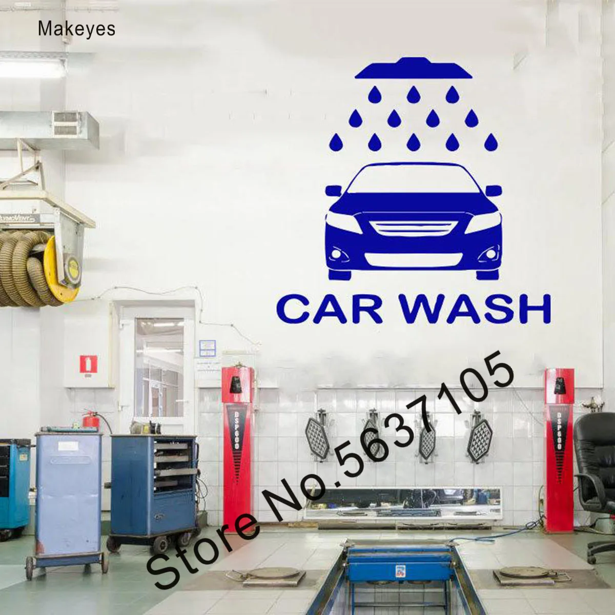 Makeyes Car Wash Wall Sticker Car Pattern Water Wall Decals Vinyl Art ...
