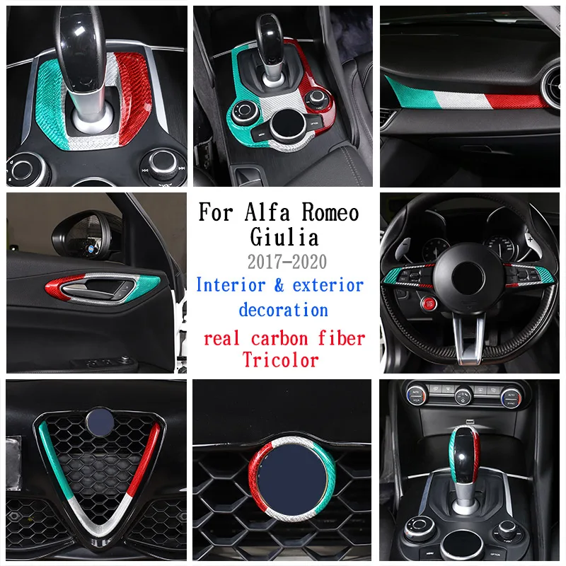 Real Carbon Fiber Tri-color For Alfa Romeo Giulia 2017-2020 Car ...