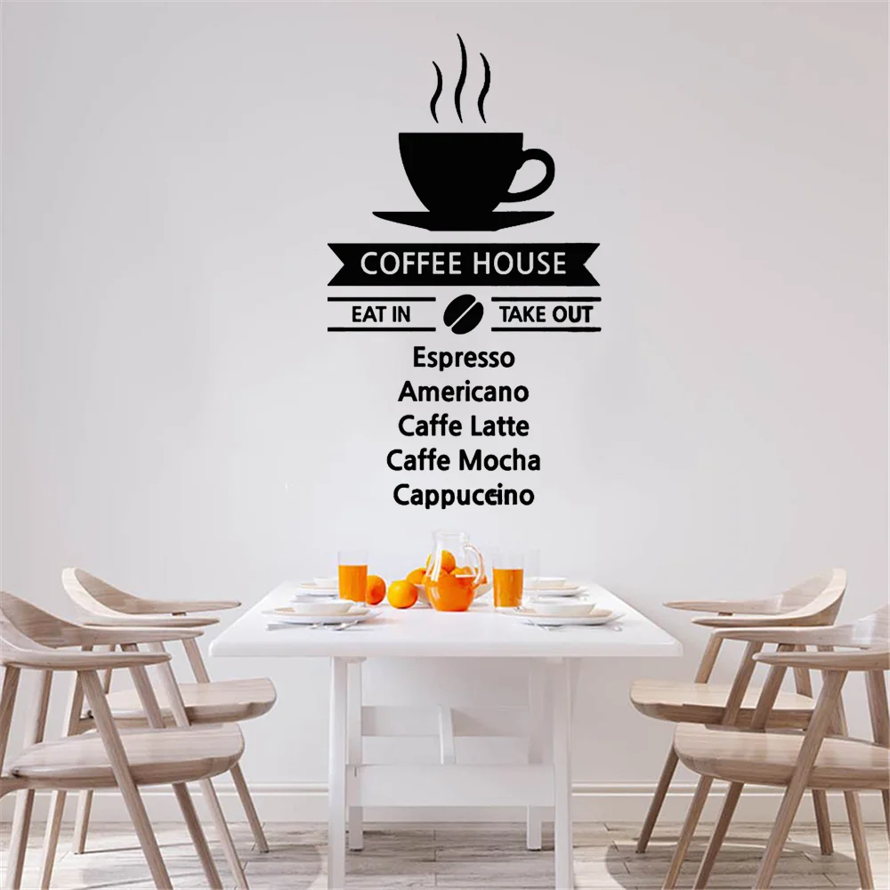 Coffee Shop Sticker Bean Milk tea Decal Cafe Cup Poster Vinyl Art Wall ...
