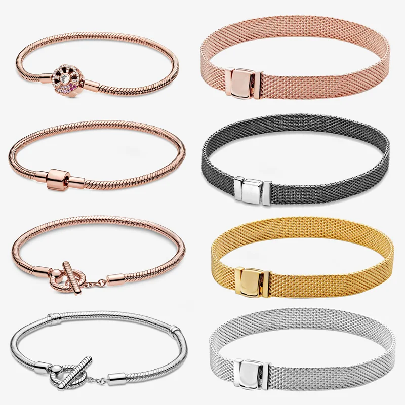 2020 New Arrivals Rose Gold Silver Color T-bar Snake Chain Bracelet ...