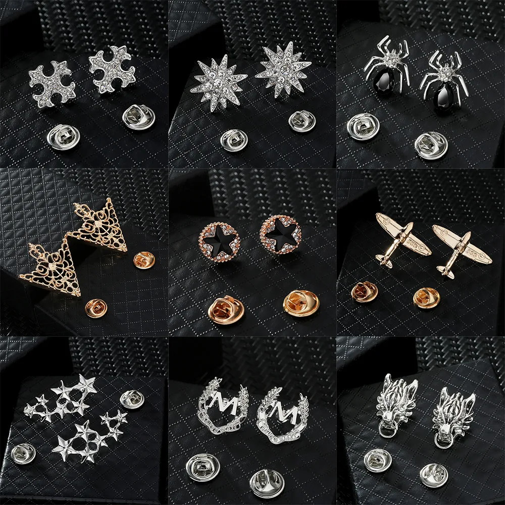 New Fashion Triangle Rhinestone Crown Brooch Suit Shirt Collar Pin for ...