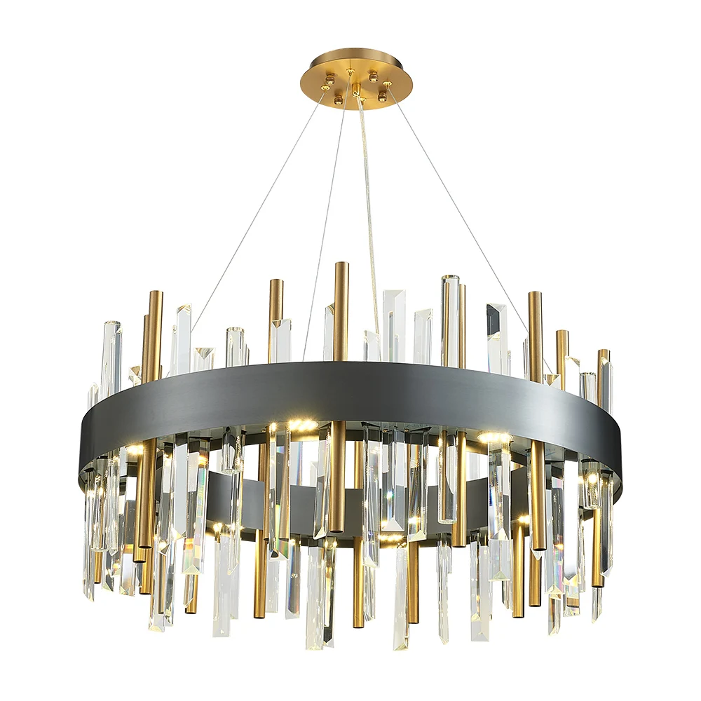 Lewor Aurous Gold/Titanium Black Crystal Chandelier - Lewoer Lighting