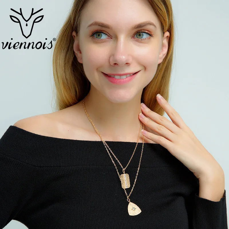 Marca de Viennois collar de Color dorado joyería de marea de diamantes ...