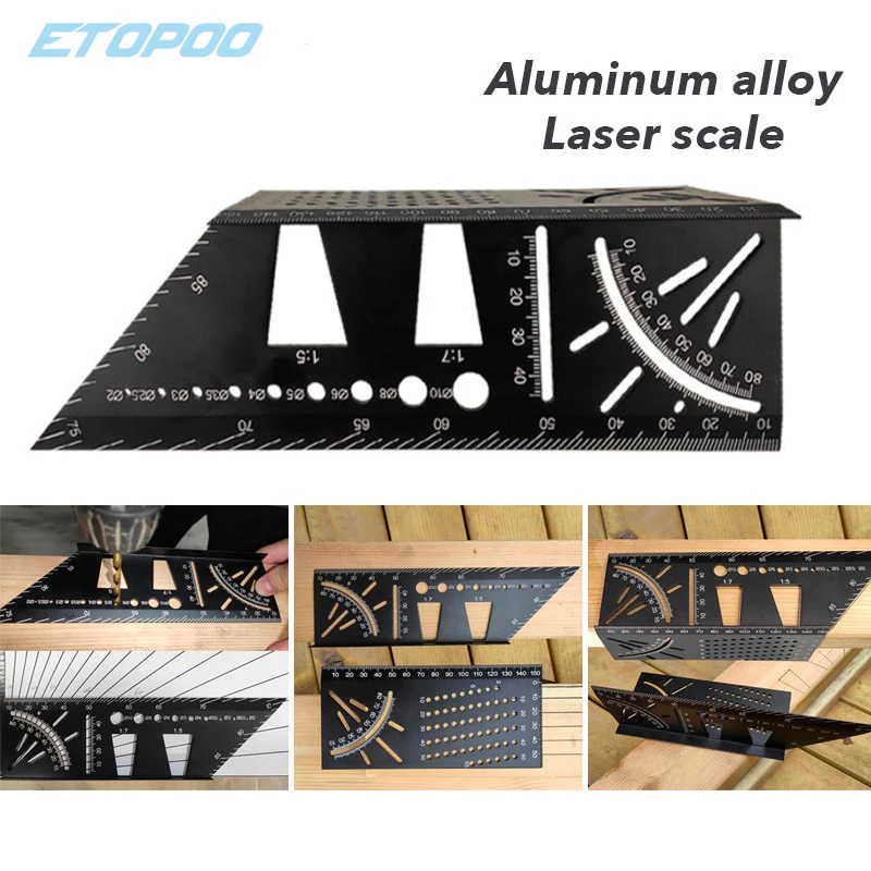 Aluminum Alloy 3d Mitre Measuring Square 45 90 Degree Angle Ruler ...