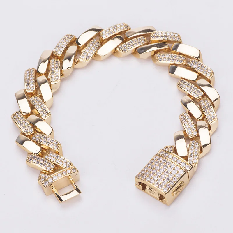14mm Hip Hop Micro Paved AAA Cubic Zirconia Bling Iced Out Square Cuban ...