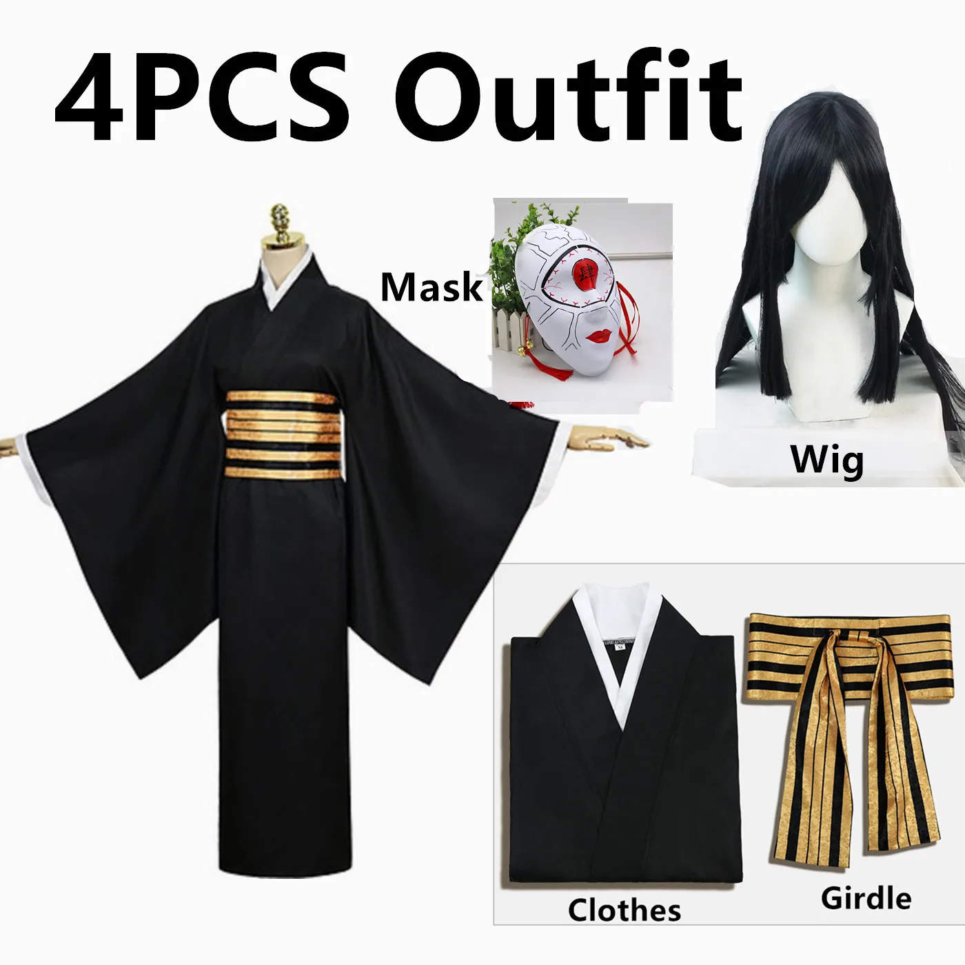 Anime Demon Slayer Nakime Cosplay Costumes Japanese Kimono Kimetsu No ...