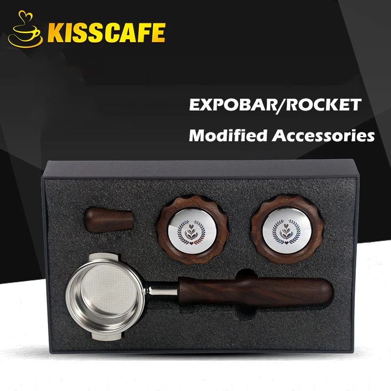 EXPOBAR E61/로켓 커피 머신, 단단한 목재 바텀리스 포터필터 58MM 범용 수정 부품 에스프레소 스테인레스 스틸|커피 ...