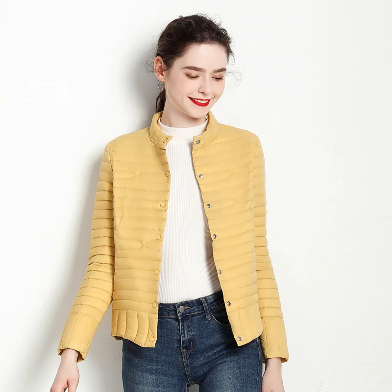 Woman Winter Short Jacket Ultra Light Down Jacket Female Portable Duck Feather Coat Jackets ...