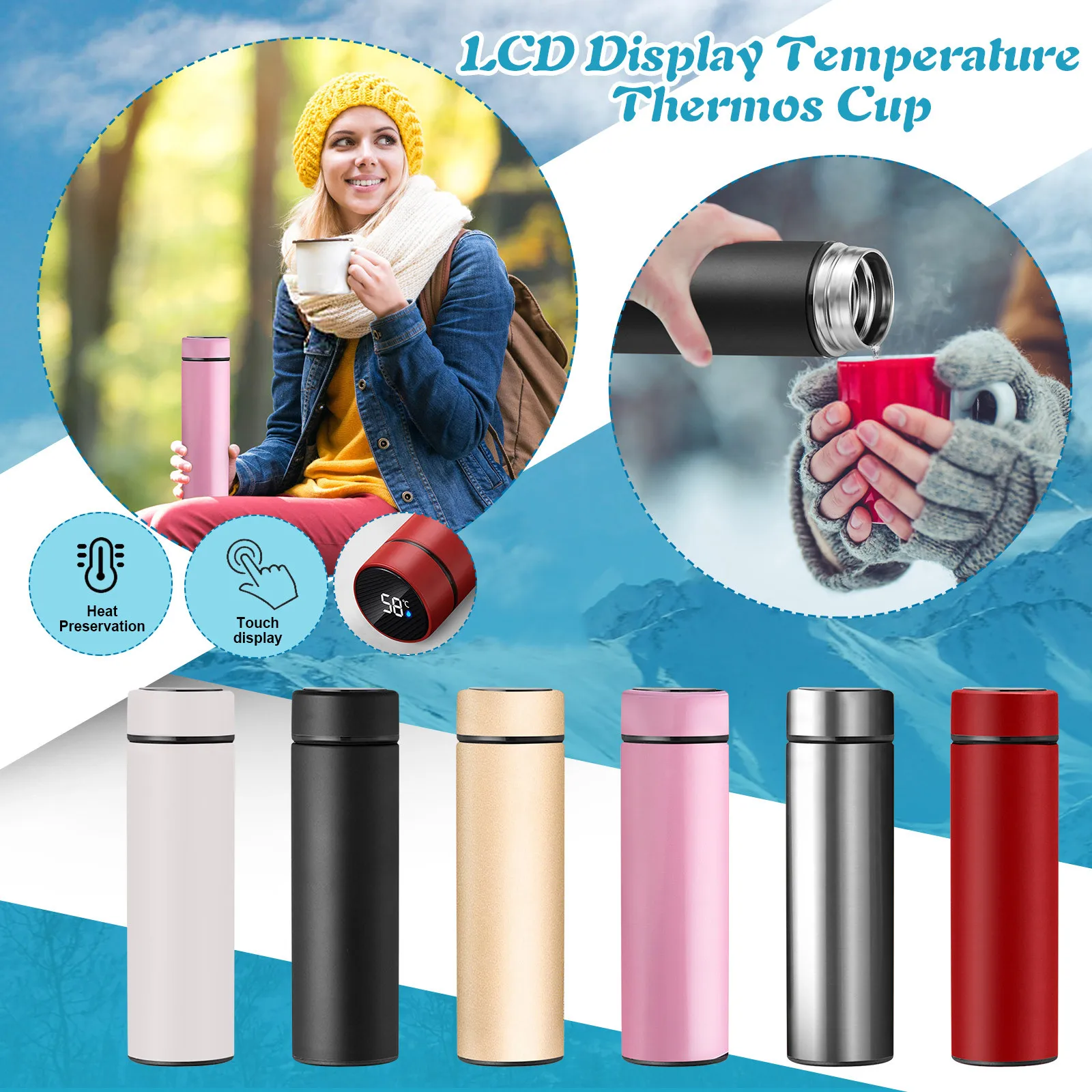 Stainless Steel Thermal Bottle Vacuum Flask Smart Kettle Led Smart ...