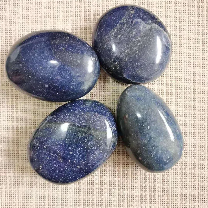 Natural-Blue-Sand-Stone-Quartz-Crystal-Polished-Minerals-Healing-Palm ...