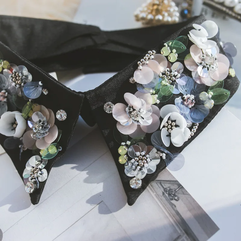 Fashion-Women-Sequins-Detachable-Collars-Faux-White-Black-False-Collars ...